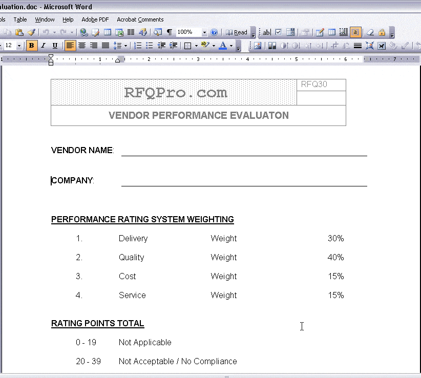 Vendor Rating System RFP Templates Free Sample Request For Proposal Vendor Rating System RFP Templates Free Sample Request For Proposal